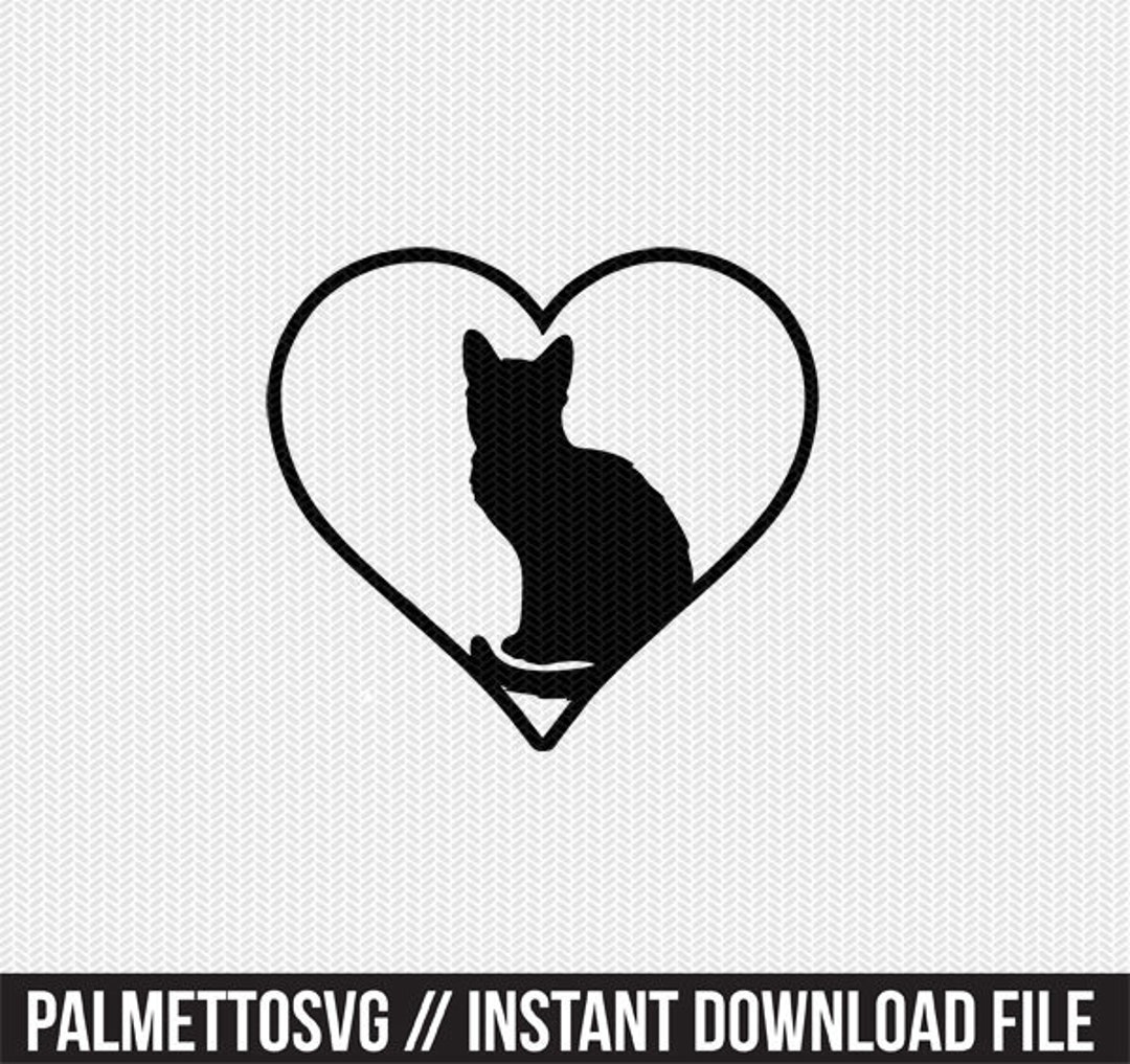 Cat Svg, Cat Heart Svg, Cat Dxf, Cat Cut File, Svg Files for Cricut ...