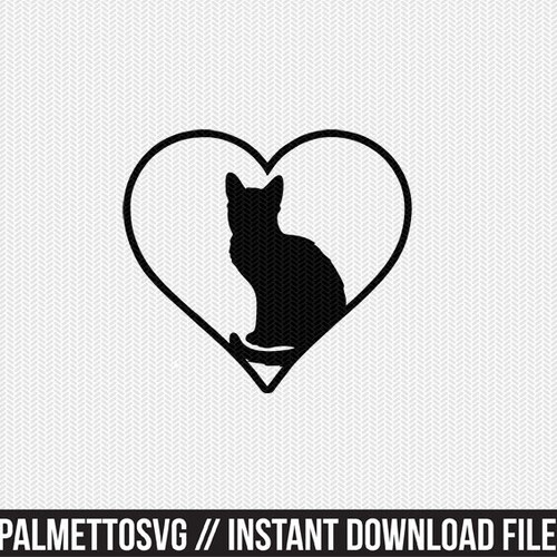 Cat Heart SVG Digital File - Etsy