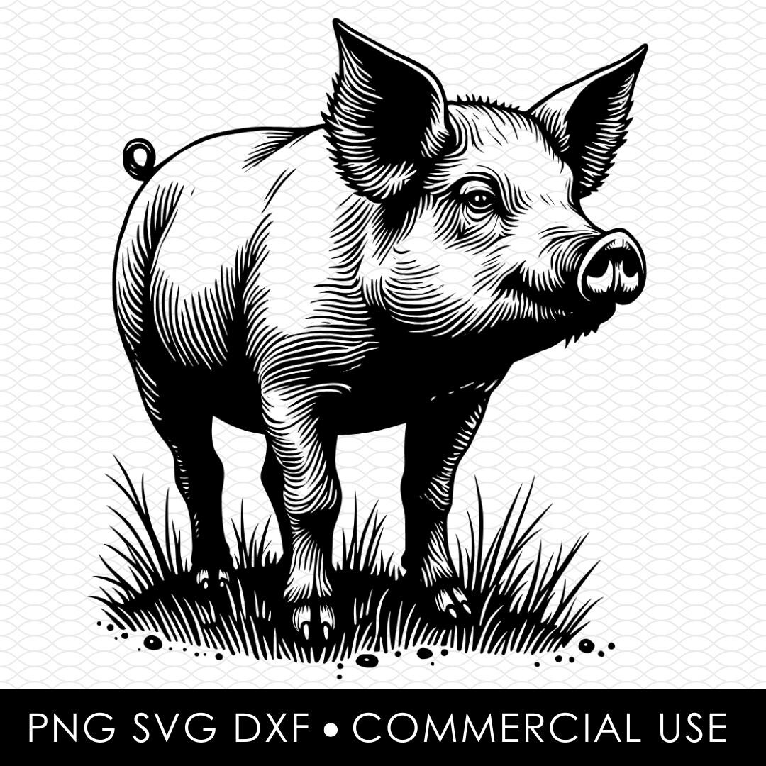 Pig Svg, Pig Png, Pig Dxf File, Pig Cut File, Pig Clip Art, Pig ...