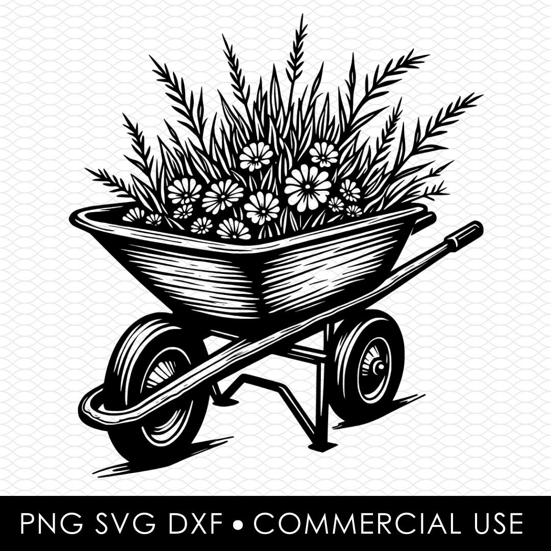 Wheel Barrow Flowers Svg, Wheel Barrow Png, Wheel Barrow Cut File ...