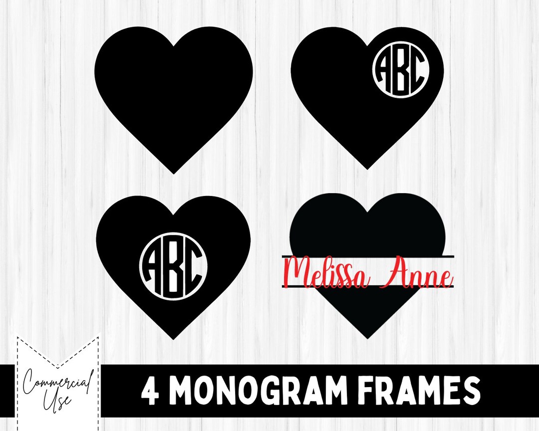 Valentines Day Svg Monogram Frame Svg Heart Svg Monogram - Etsy