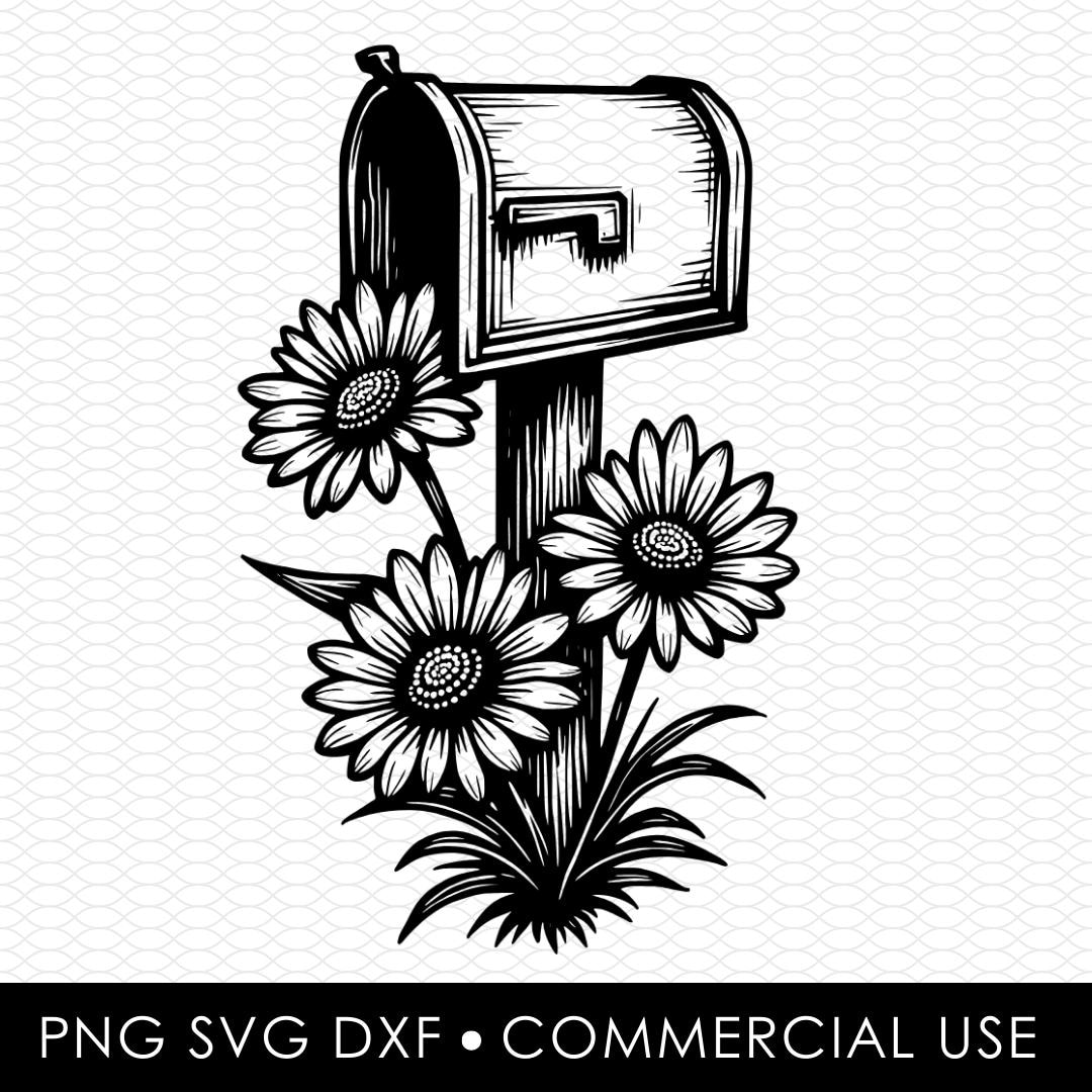 Mail Box Flowers Svg, Mail Box Png, Mail Box Cut File, Mail Box Dxf ...