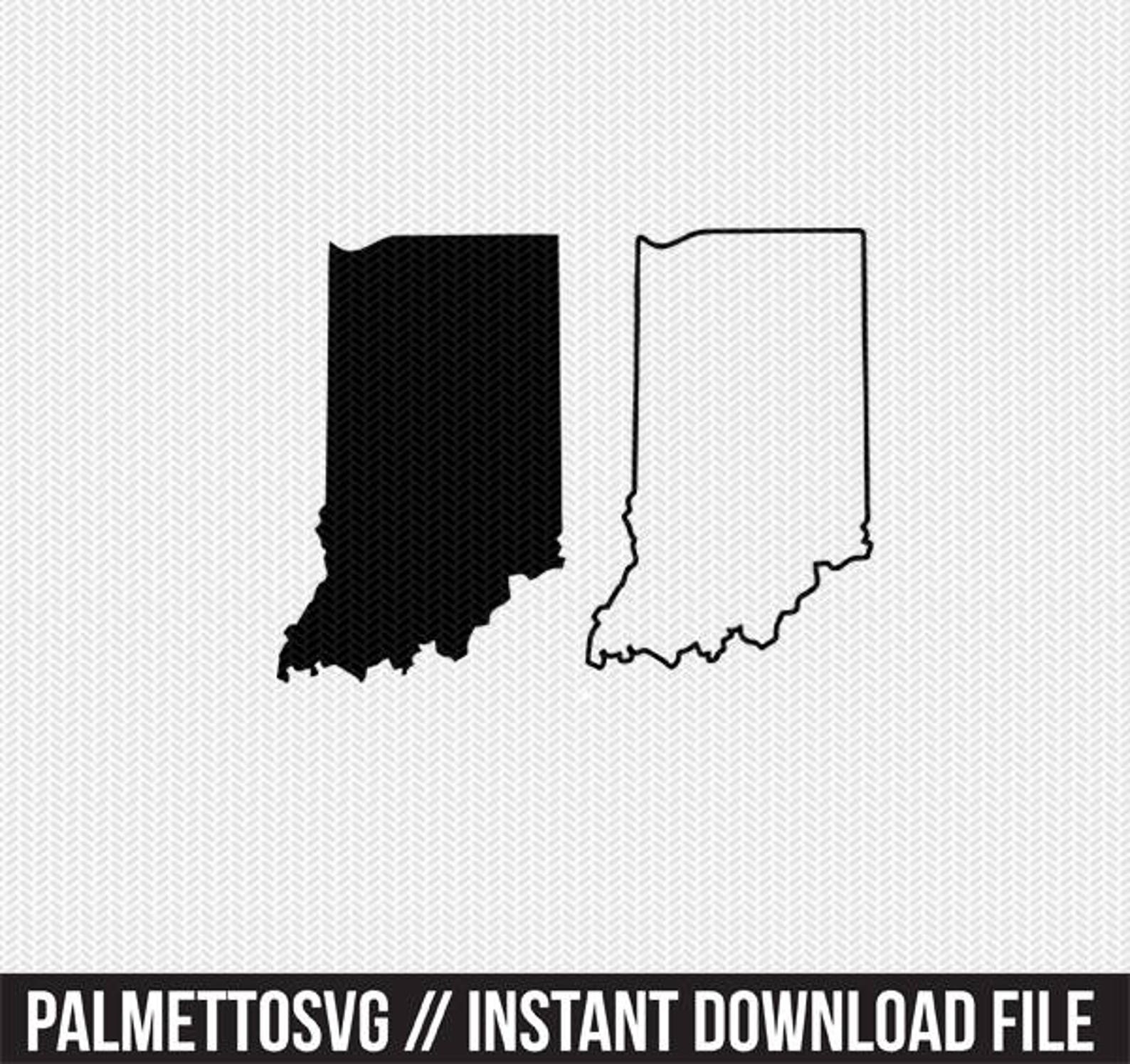 Indiana state outline svg dxf file stencil monogram frame | Etsy