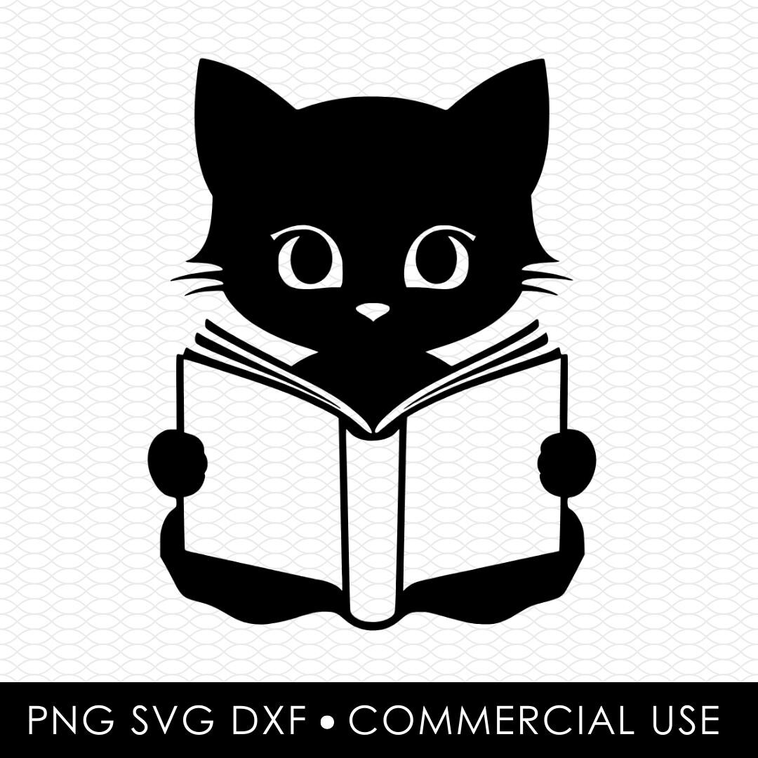 Kitten Reading Svg Png, Cat Svg, Book Svg, Reading Svg, Sublimation ...