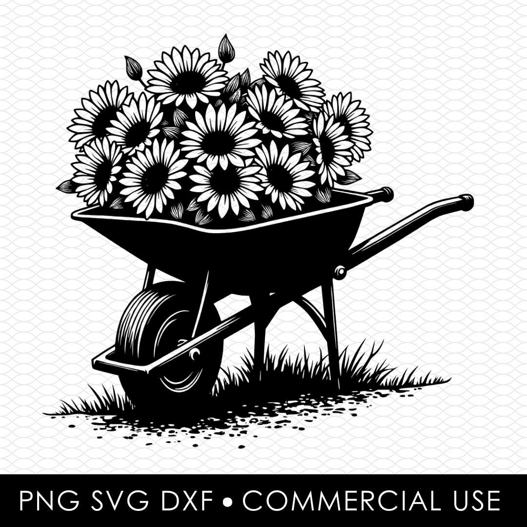 Wheel Barrow Flowers Svg, Wheel Barrow Png, Wheel Barrow Cut File ...