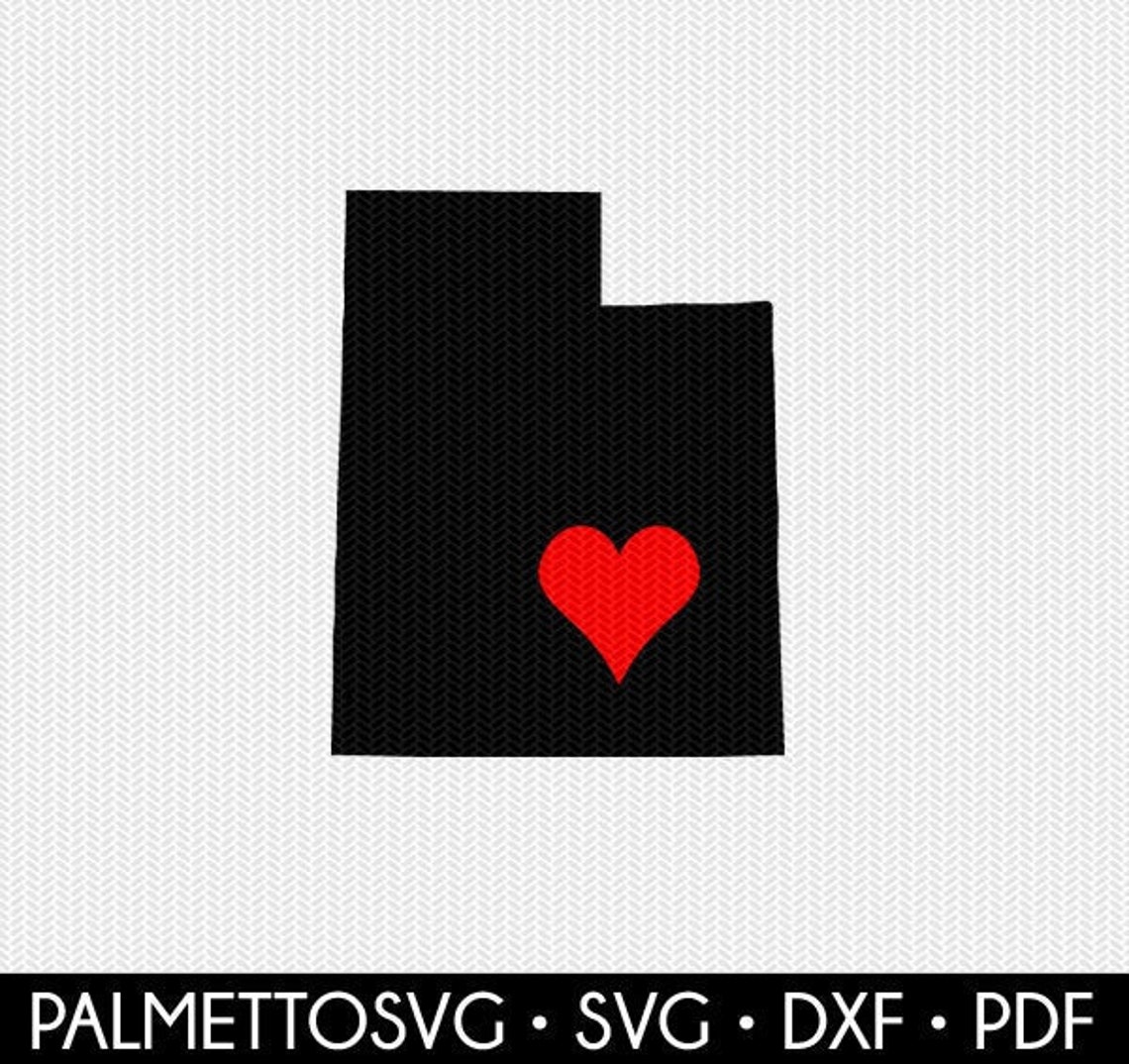 Utah heart svg dxf file stencil monogram frame silhouette | Etsy