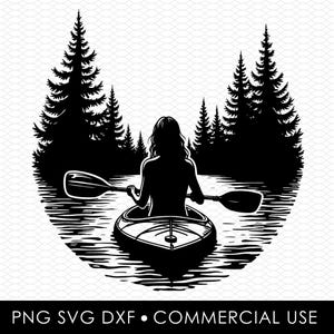 Woman Kayaking Svg, Kayaking Png Design, Kayak Dxf, Kayak Cut File ...