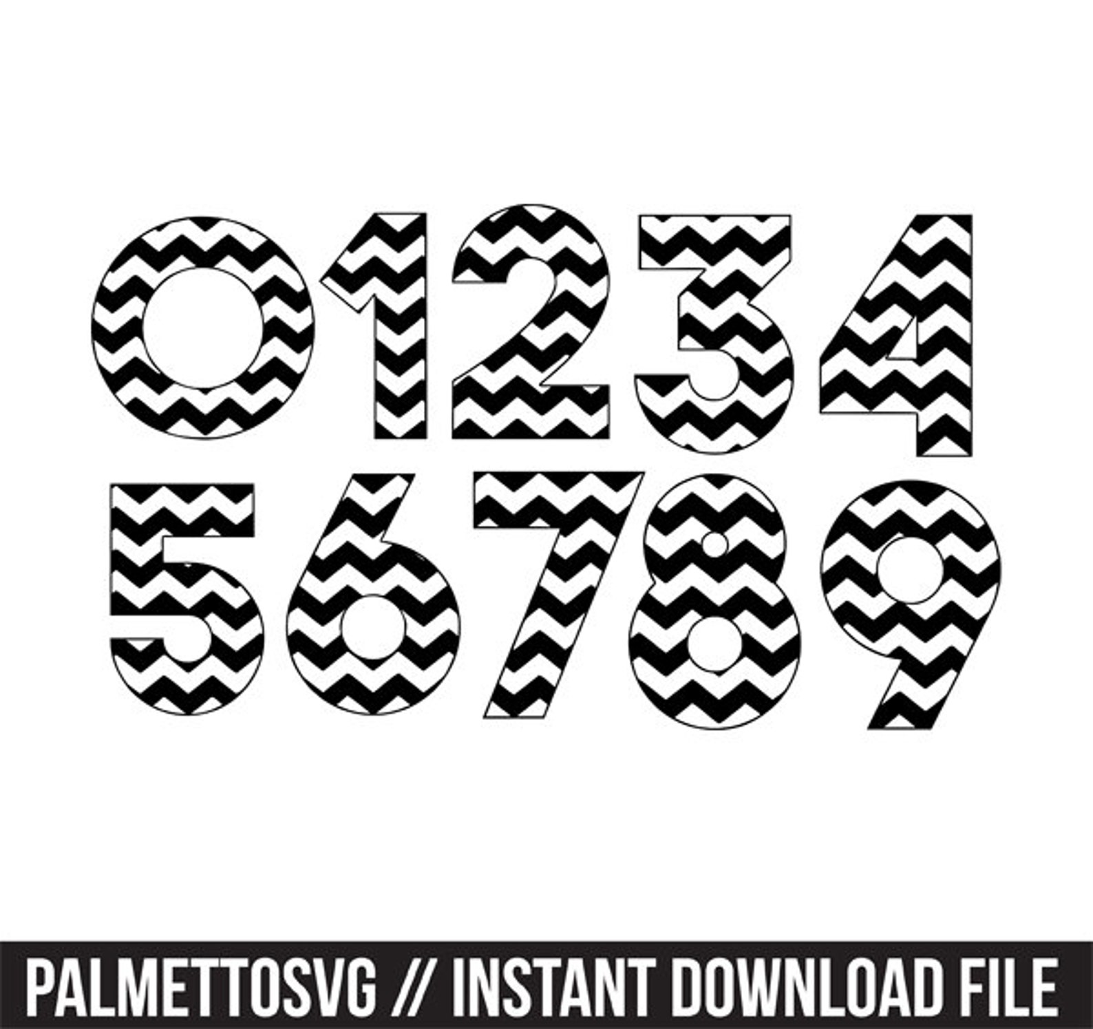 Chevron Numbers 0-9 Svg Svg Files for Cricut Clip Art - Etsy