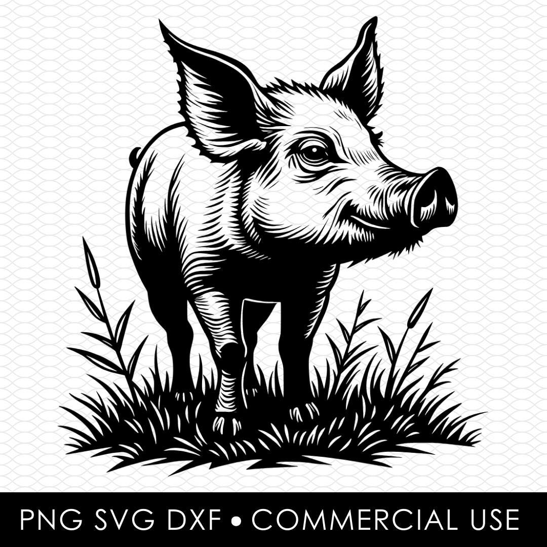 Pig Svg, Pig Png, Pig Dxf File, Pig Cut File, Pig Clip Art, Pig ...