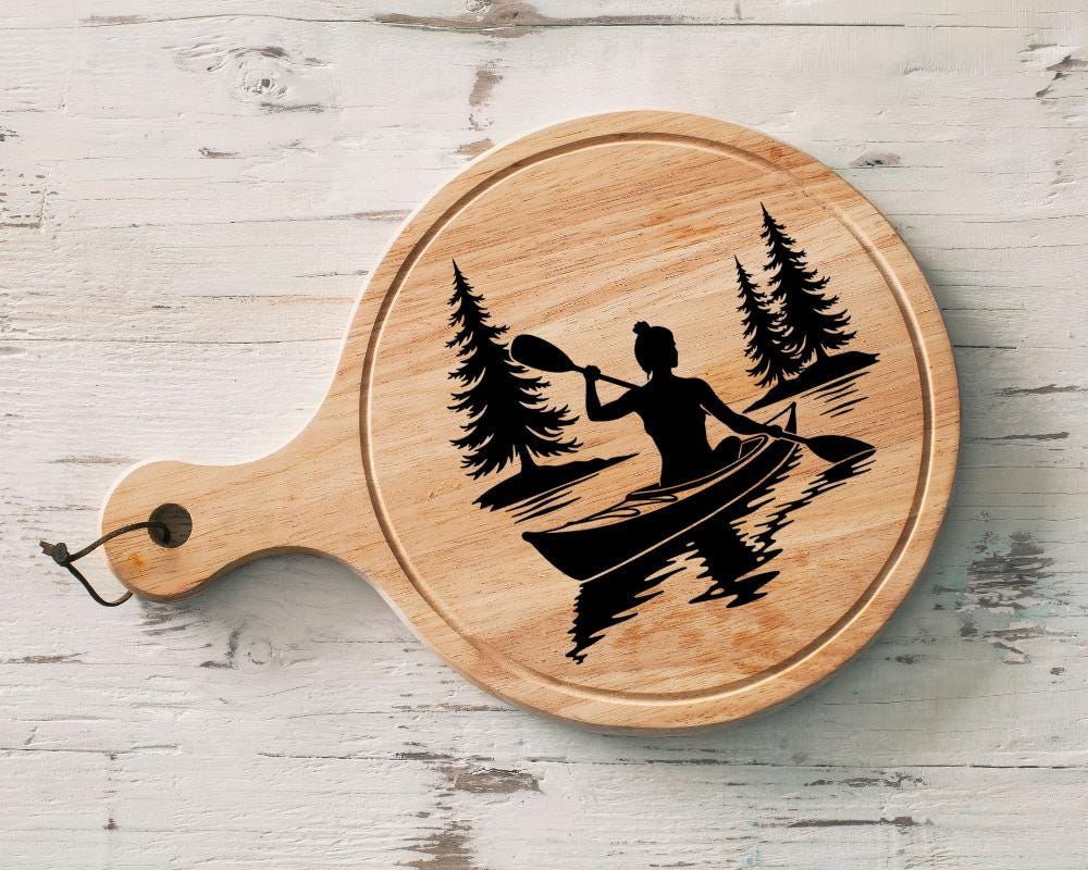 Girl Kayaking PNG SVG Files, Laser Engraving Files, Laser Burning ...