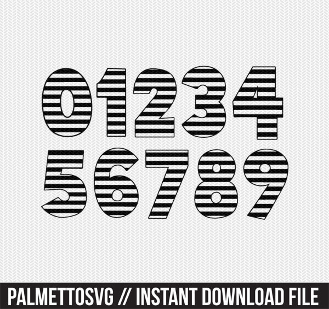 Stripe Numbers Numbers 0-9 Svg, Svg Files for Cricut, Clip Art ...