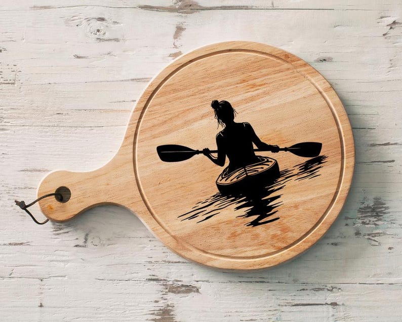 Girl Kayaking PNG SVG Files, Laser Engraving Files, Laser Burning ...