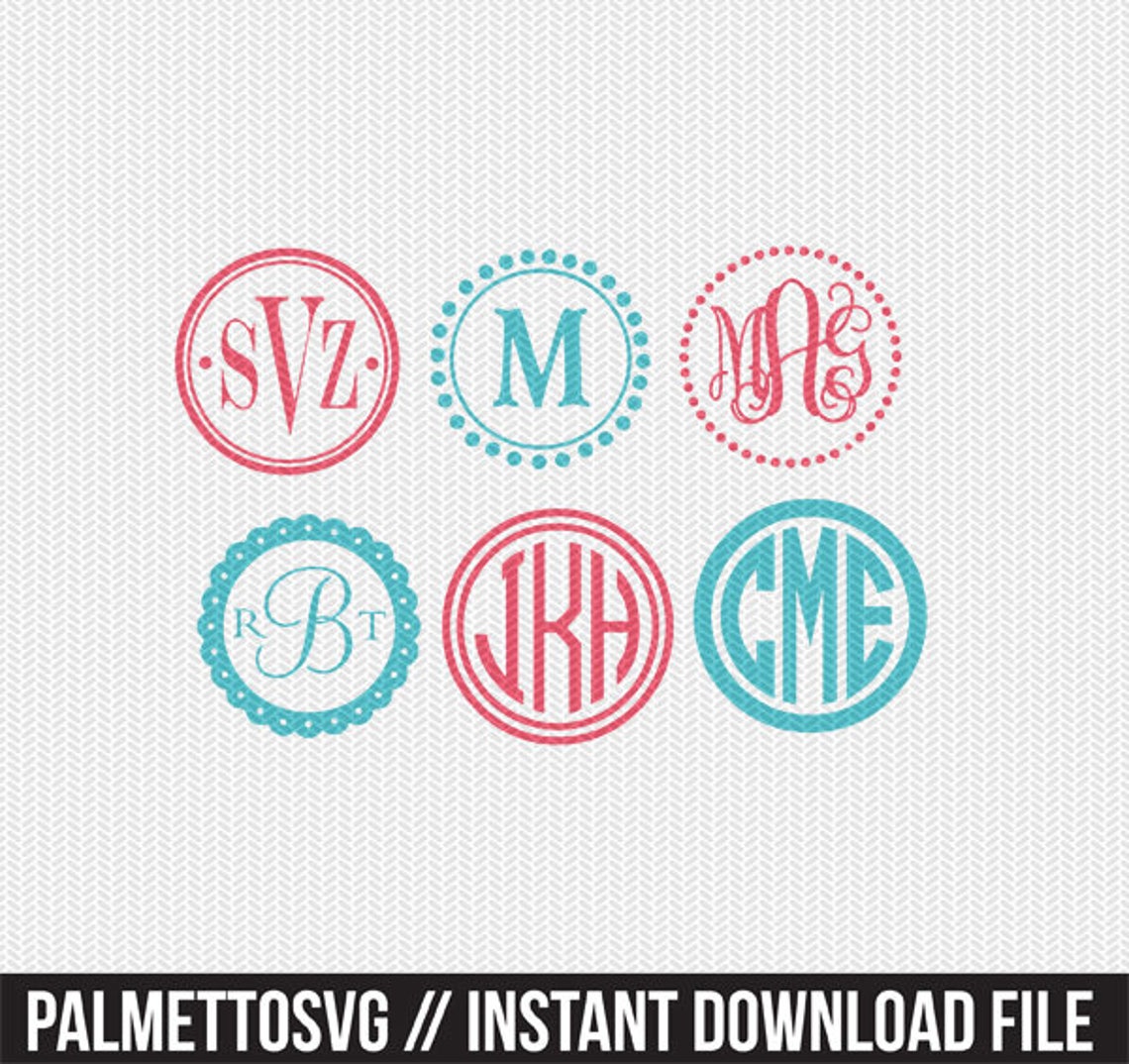 Circle Monogram Frame Svg Monogram Svg Monogram Dxf - Etsy