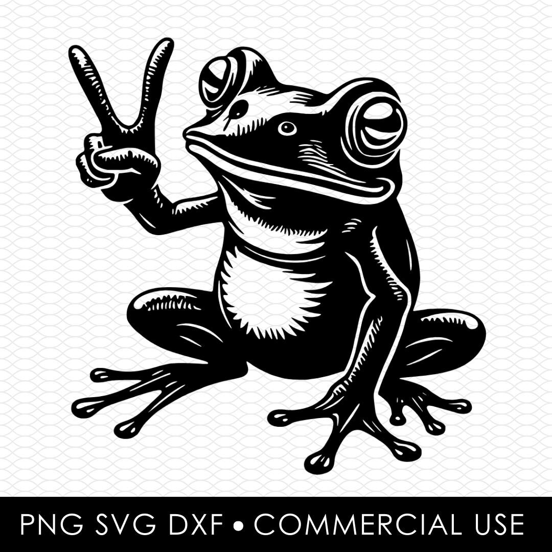 Frog Peace Sign Svg, Frog Png, Frog Dxf, Frog Cut File, Sublimation ...