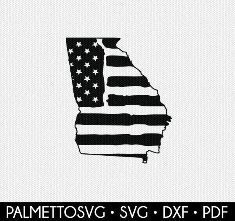 Georgia American Flag Svg Dxf File Stencil Monogram Frame | Etsy