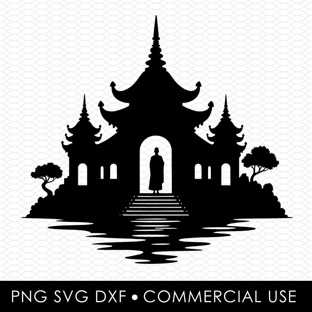 Buddhist Temple Svg, Temple Png, Buddha Dxf, Buddhism Cut File ...