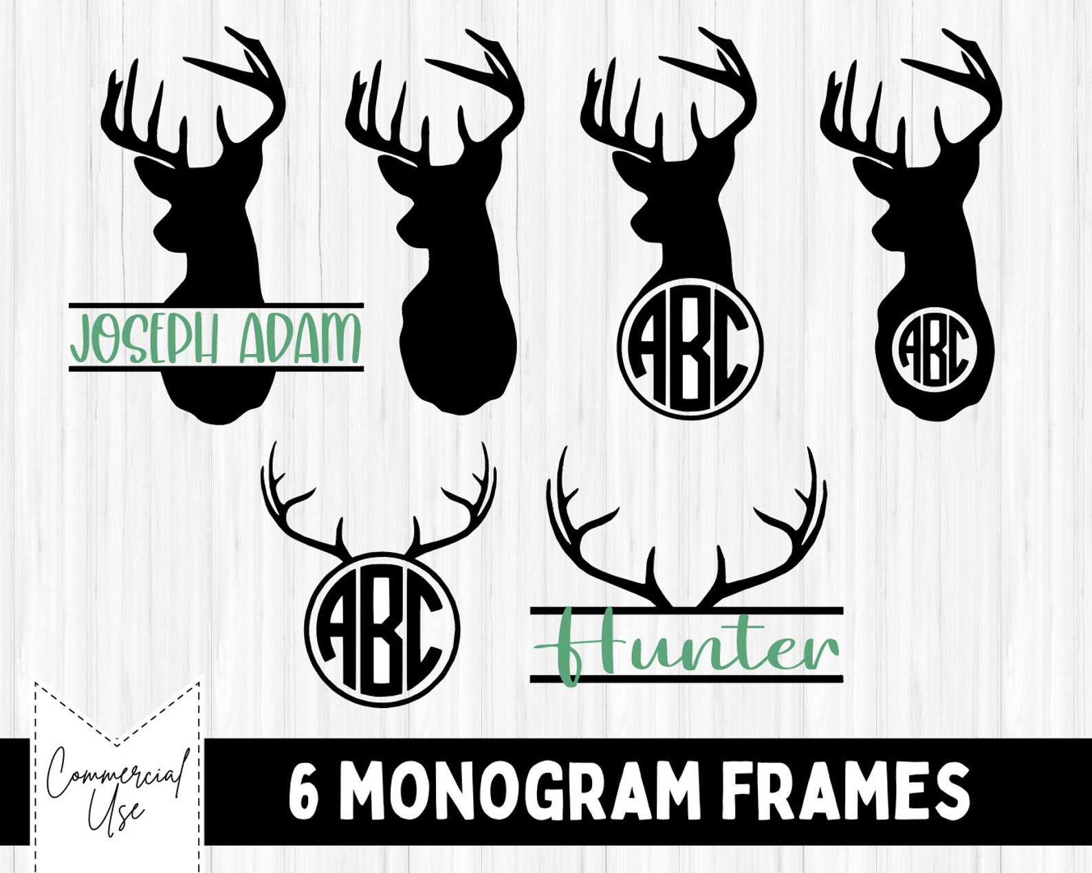 Antlers Monogram Svg Deer Monogram Svg Monogram Frame Svg - Etsy