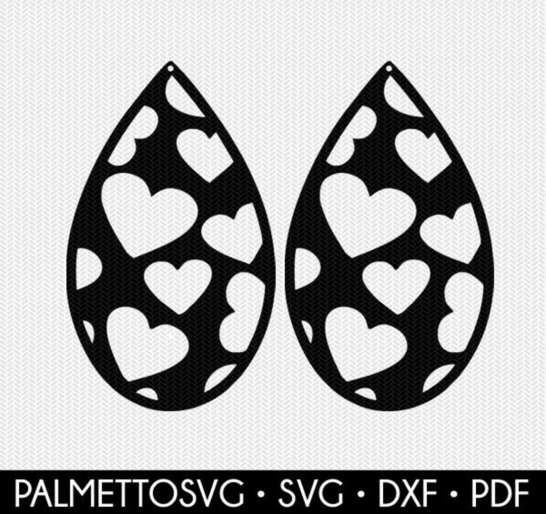 Hearts Svg Valentines Earring Svg Earring Template Svg Earring Dxf