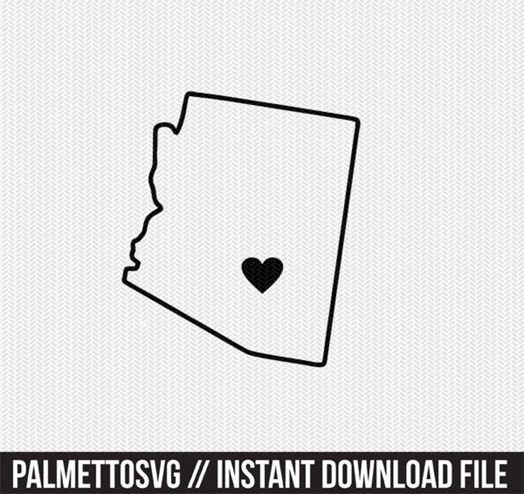 Arizona State Outline Heart Svg Dxf File Svg Files for Cricut Clip Art ...