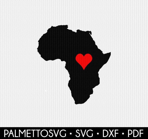 Africa heart svg dxf file stencil monogram frame silhouette | Etsy