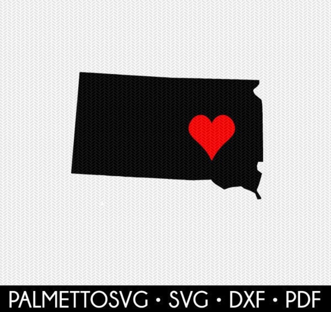 South dakota heart svg dxf file stencil monogram frame | Etsy