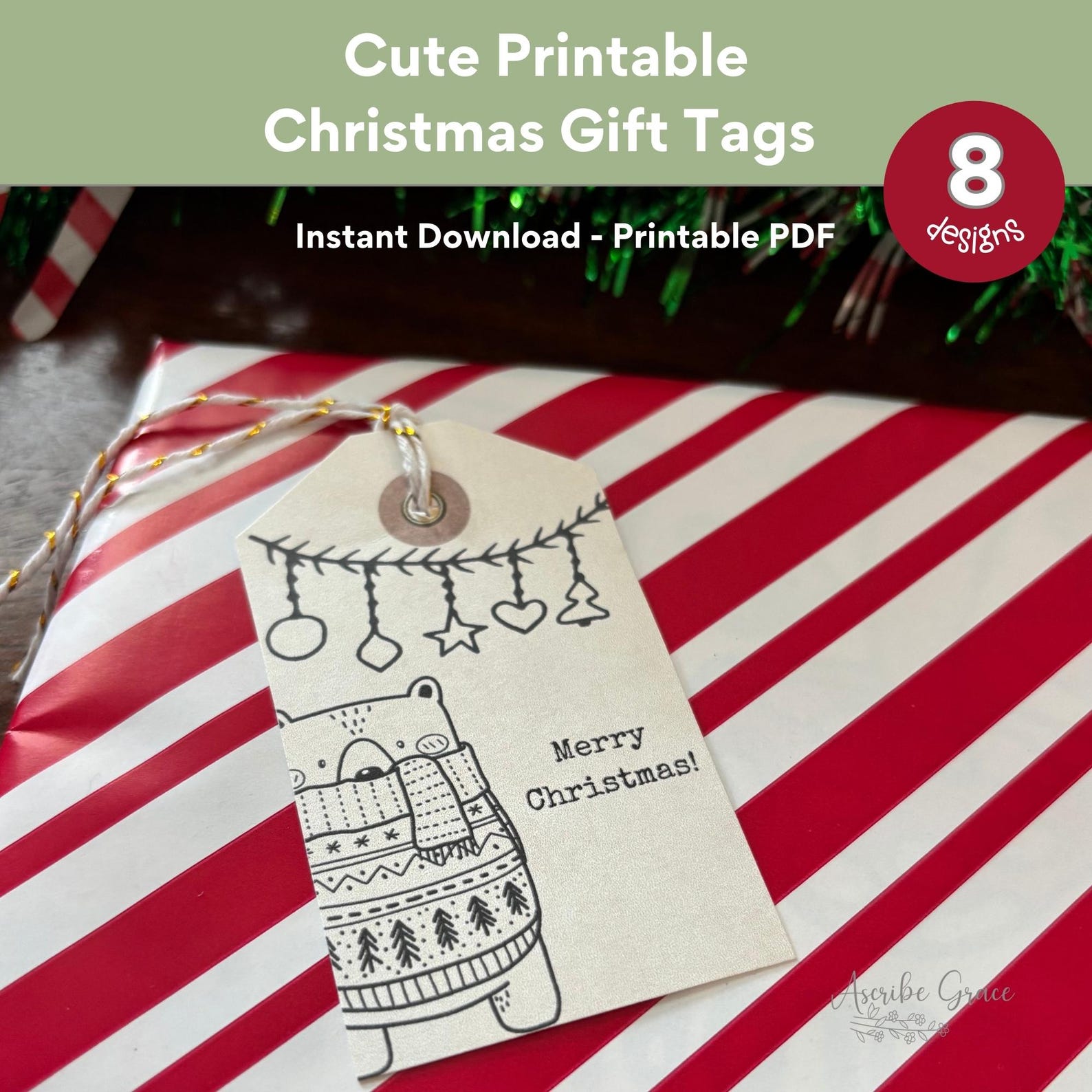 Printable Christmas Gift Tags, Digital Christmas Gift Tags, Christmas ...