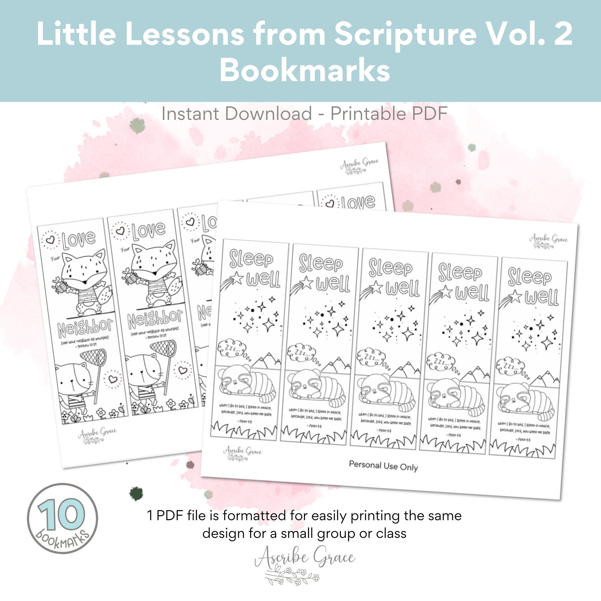 Bible-themed Coloring Bookmarks for Children, Printable Bookmarks to ...