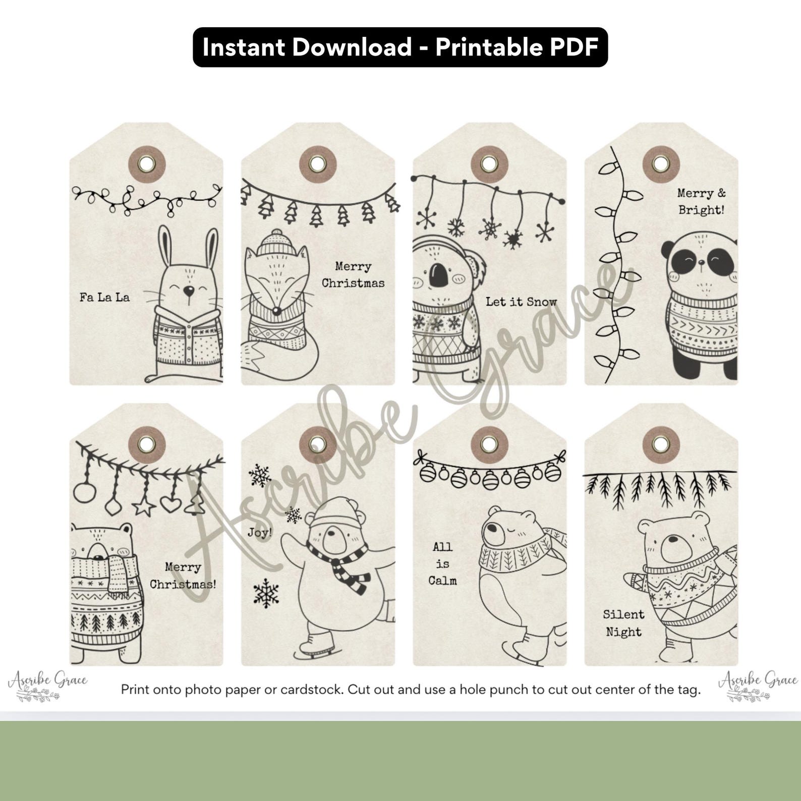 Printable Christmas Gift Tags, Digital Christmas Gift Tags, Christmas ...