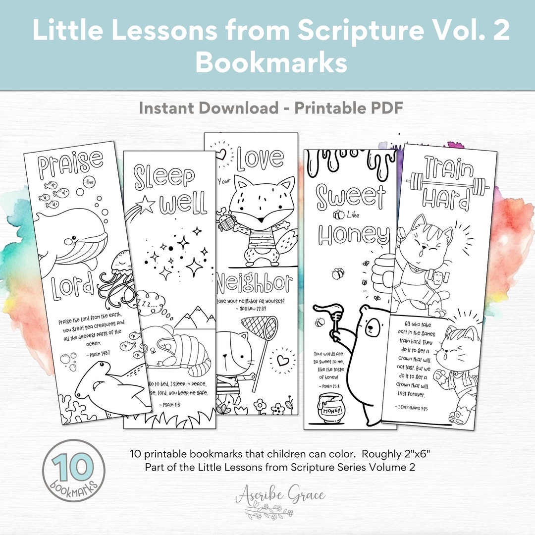 Bible-themed Coloring Bookmarks for Children, Printable Bookmarks to ...