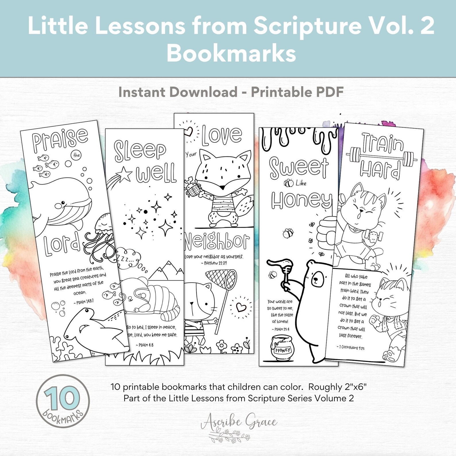 Bible-themed Coloring Bookmarks for Children, Printable Bookmarks to ...