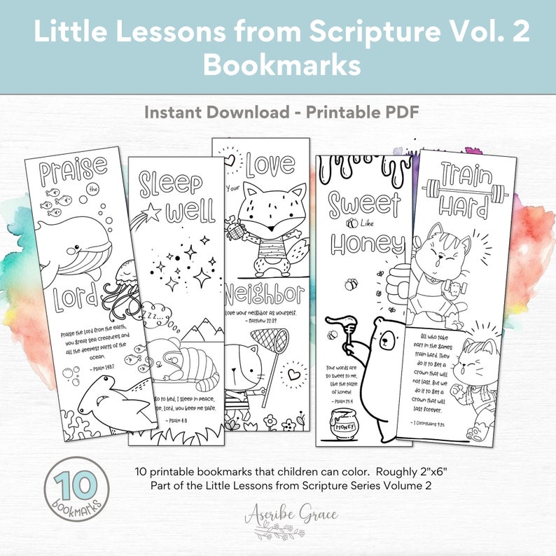 Bible-themed Coloring Bookmarks for Children, Printable Bookmarks to ...
