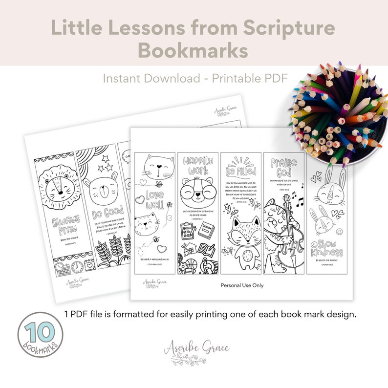 10 Printable Bible Verse Bookmarks for Kids | Scripture Verse Coloring ...