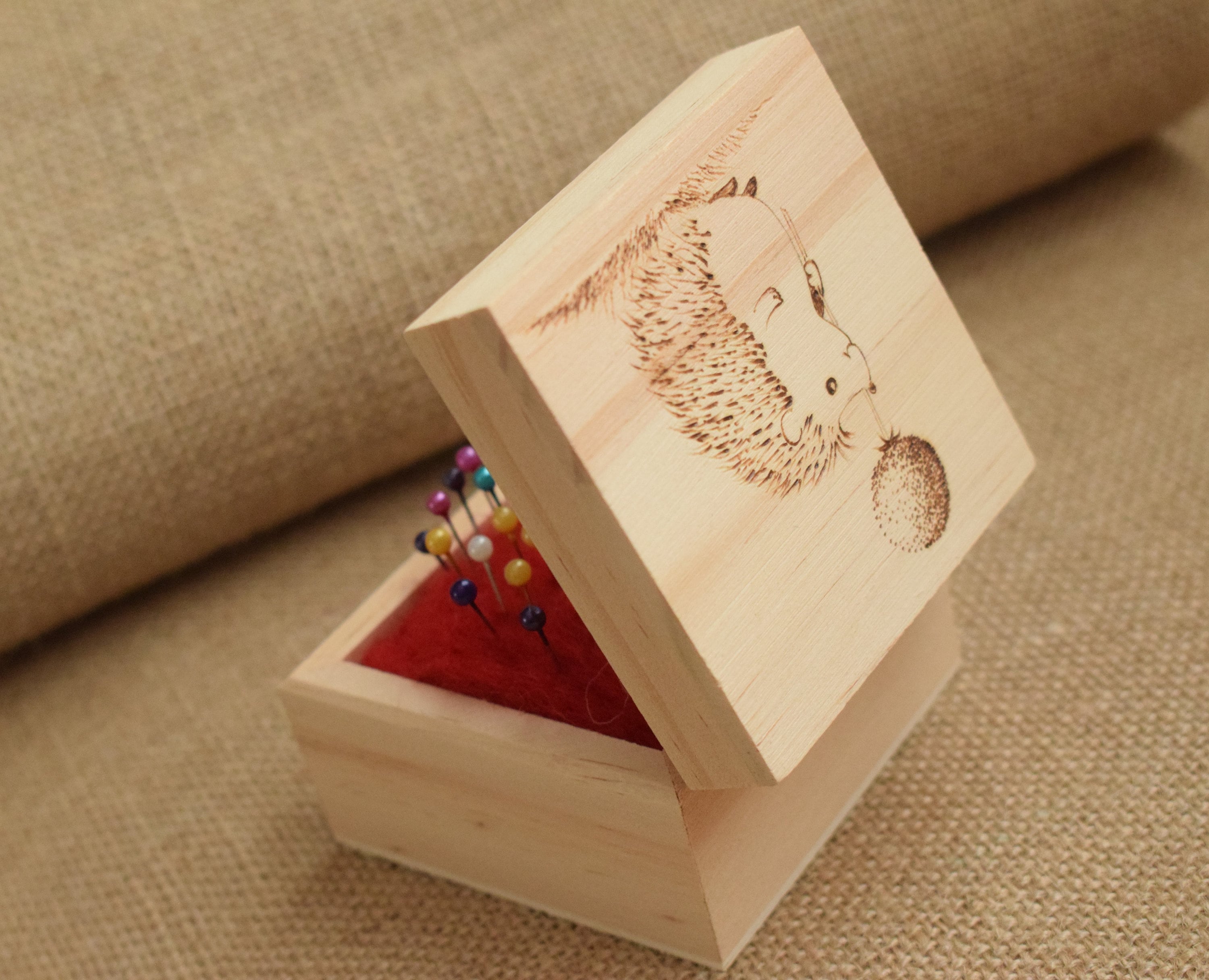 Needle Box / Pincushion Box, Pin Cushion for Needles/ Needle Storage ...
