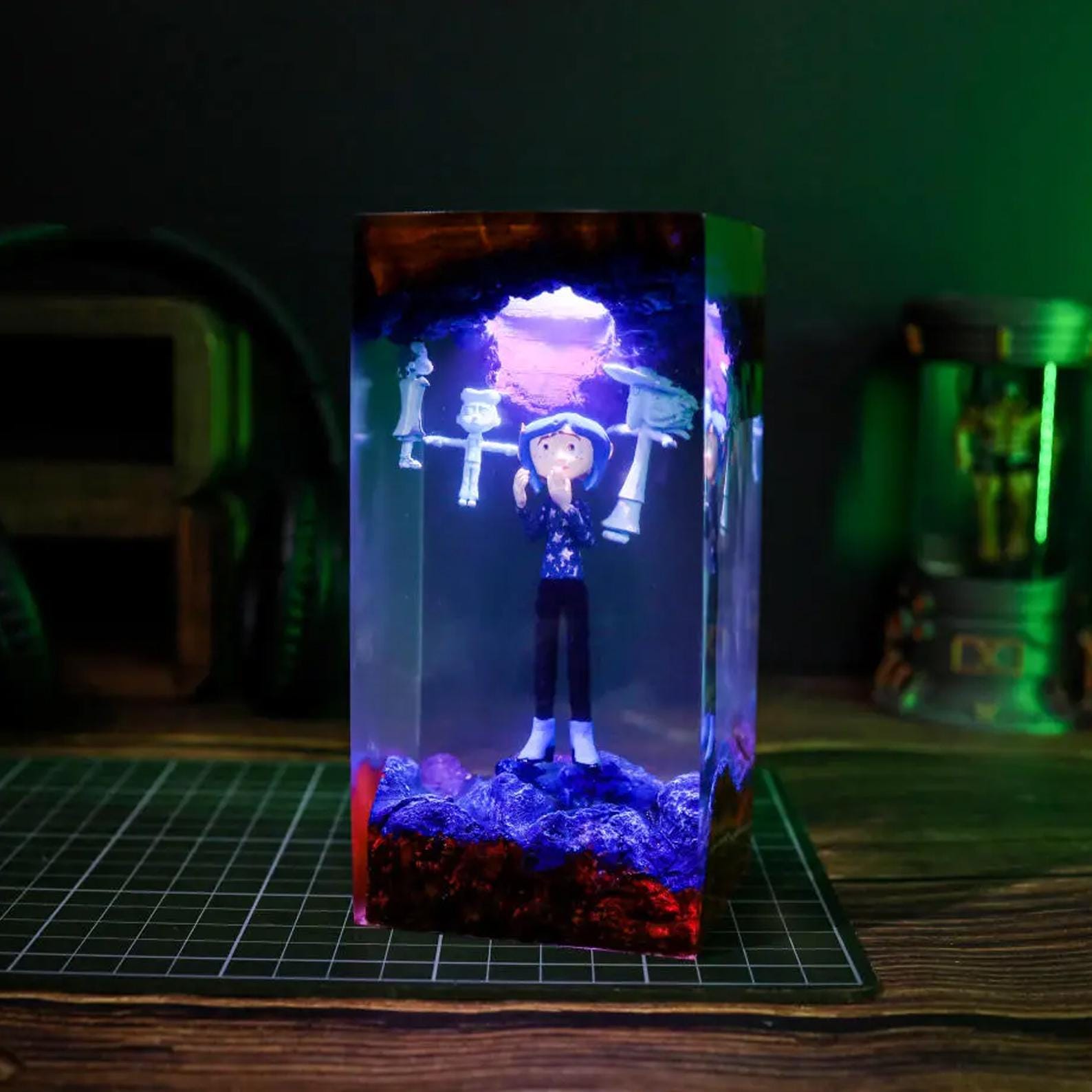 Coraline Epoxy Resin Wood Lamp, Diorama, Gaming Decor, Gift for Her ...
