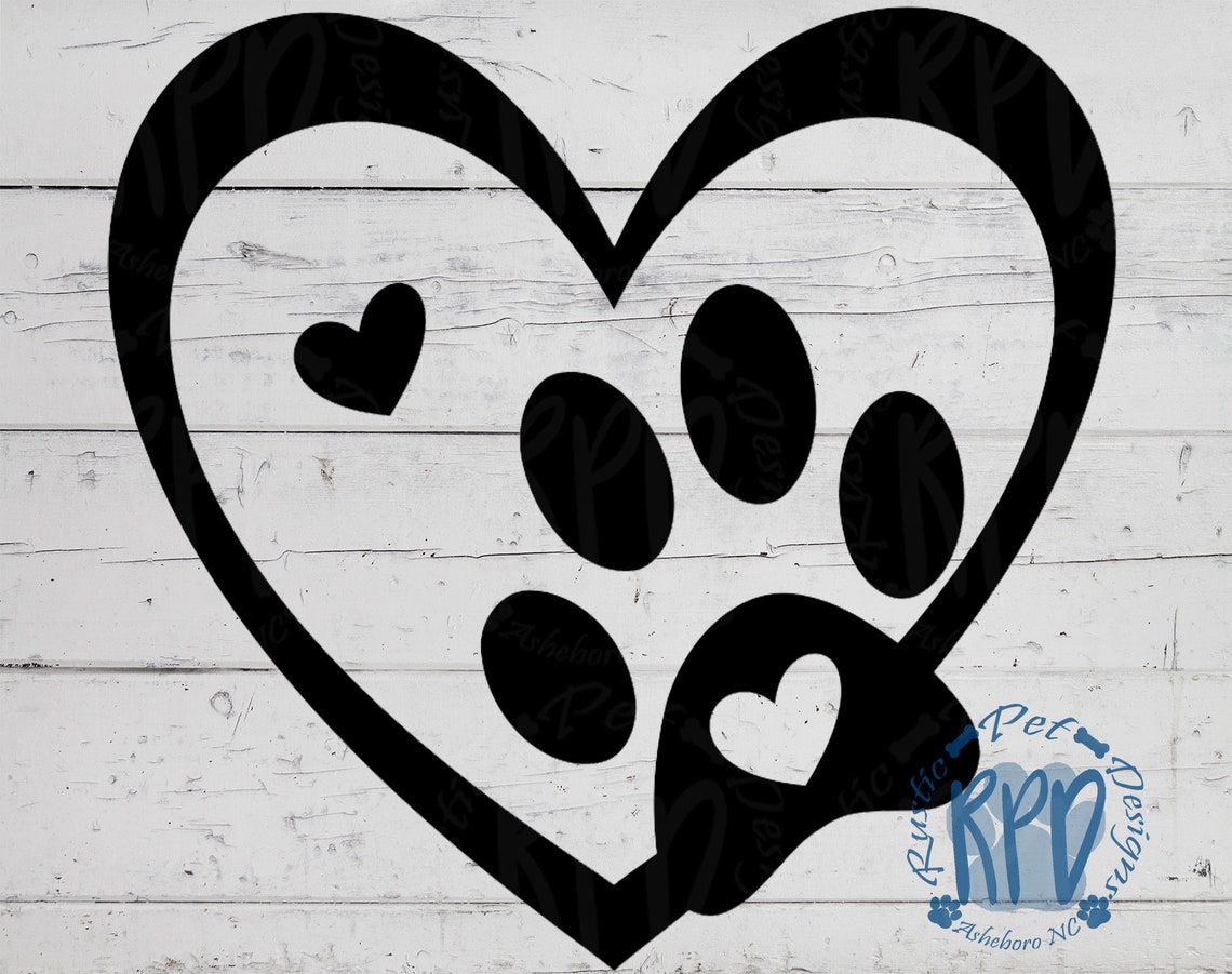 Heart Paw Vinyl // Dog Vinyl Decal // Car Vinyl // Heart Decal // Paw ...