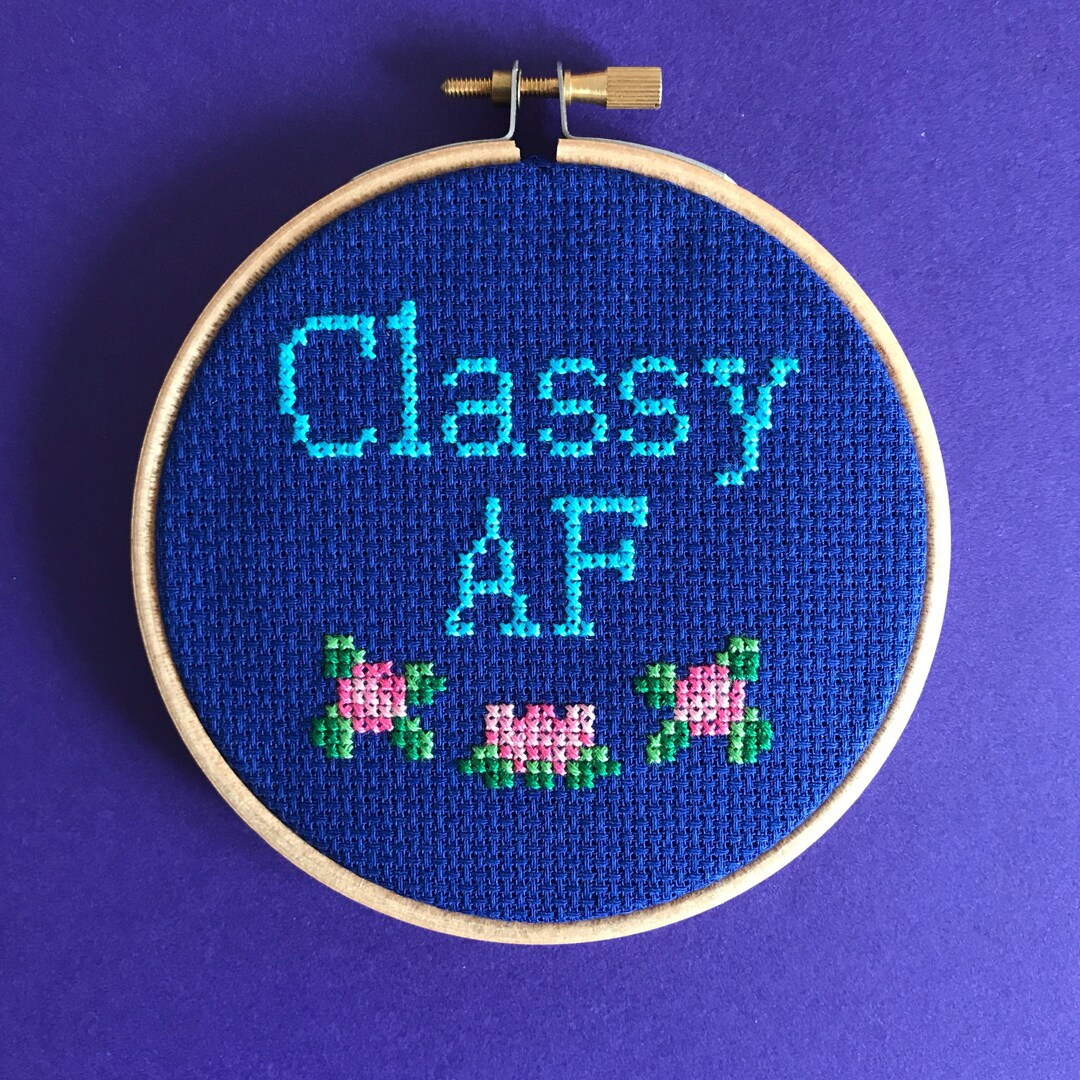 Swear Word Cross Stitch Classy AF Cross Stitch Kit Fun - Etsy