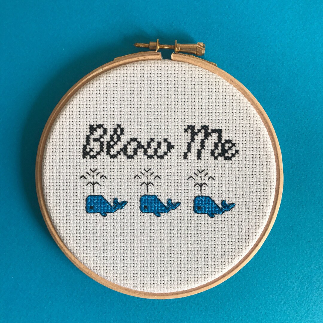 Blow Me, 5 Inch, Cute, Rude, Cross Stitch Kit, Subversive Cross Stitch ...