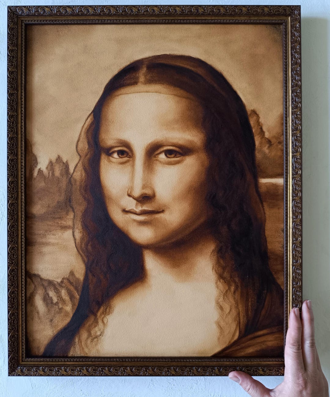 Mona Lisa Portrait Oil Painting Grisaille Technique on Canvas Original ...