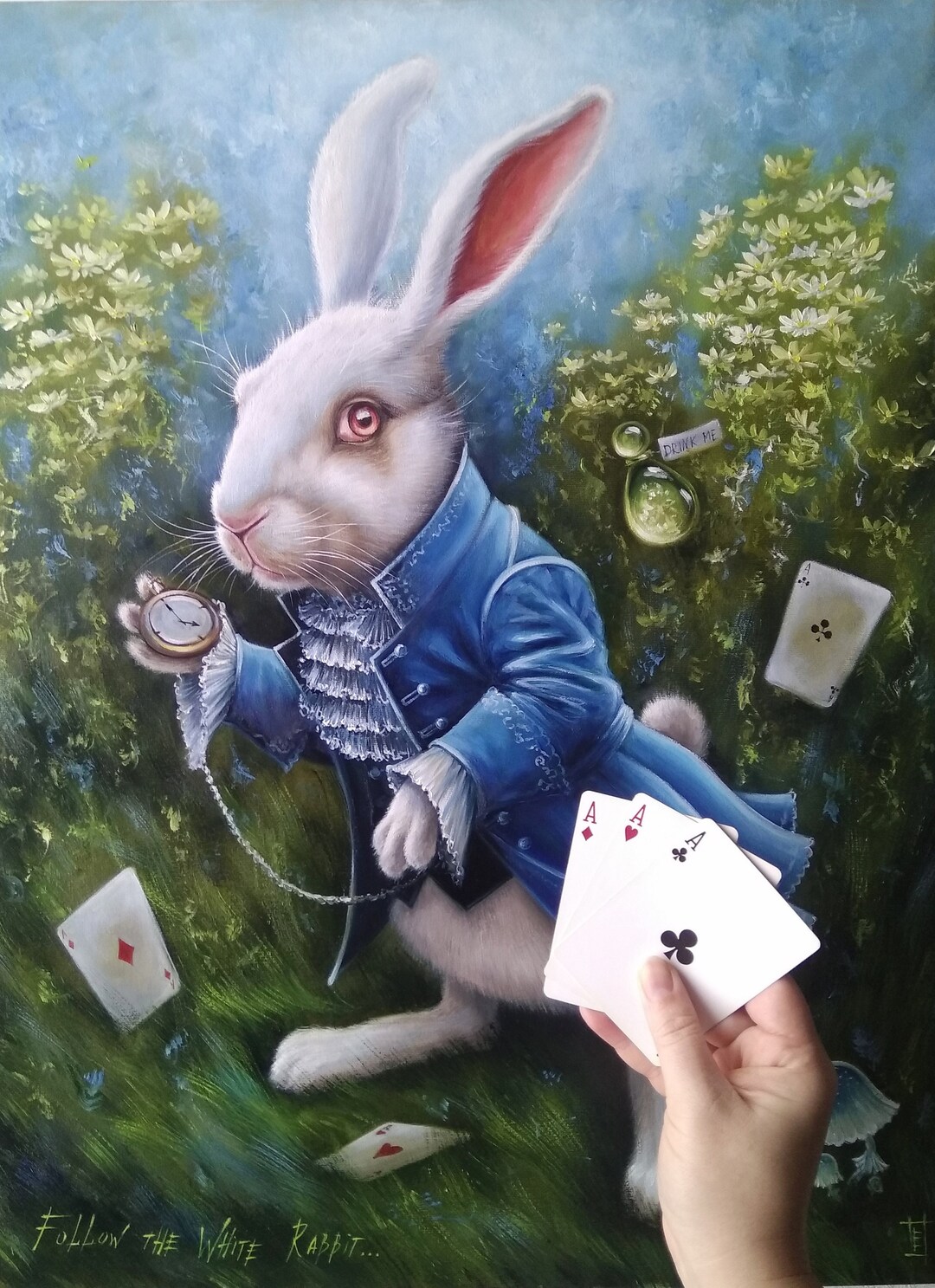 White Rabbit Alice in Wonderland Lewis Carroll Art Fantasy Oil Painting ...