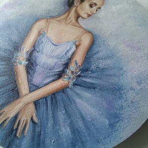 Blue Ballerina Portrait Oil Painting Ballet Art Figurative Painting 15. ...