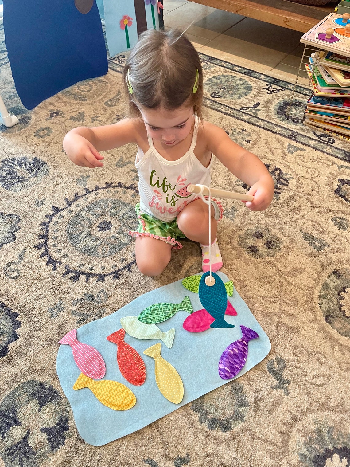 Magnetic Fishing Game Kids Fishing Set Fabric Fish set of - Etsy