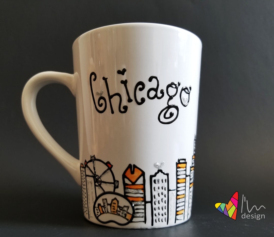 Large Tea Mug Hand Painted Coffee Mugchicago Giftchicago - Etsy
