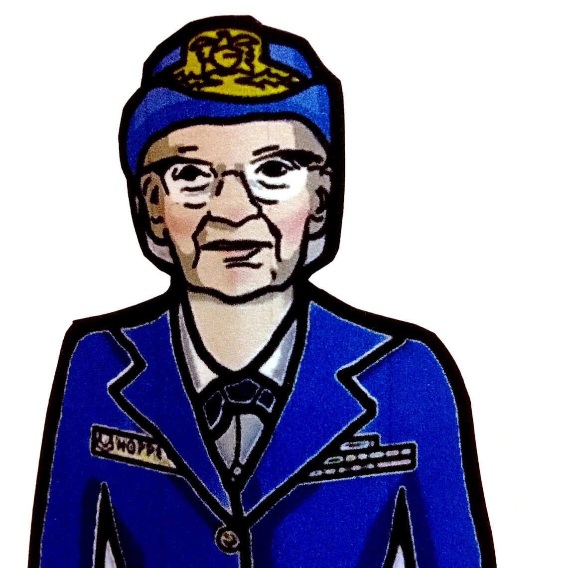 Grace Hopper Printable Coloring Page Paper Doll with stand | Etsy