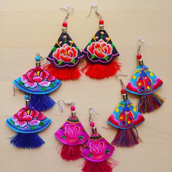 Embroidered Earrings - Etsy