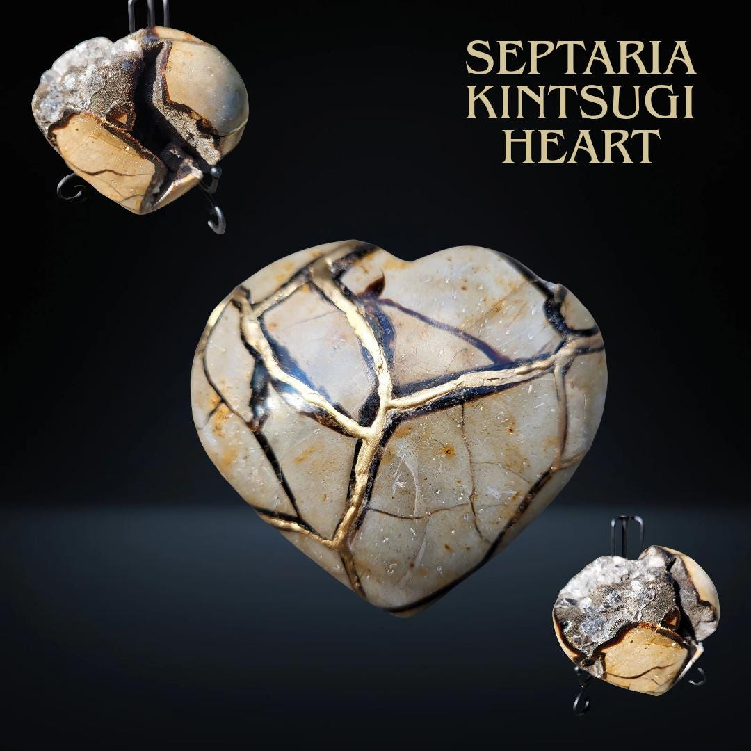 Kintsugi Septarian Heart With 23.75 Kt Gold - Etsy