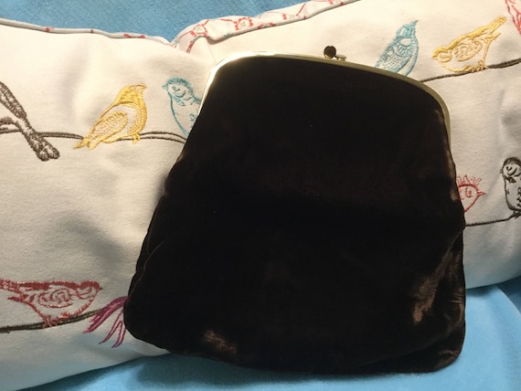 Vintage Ingber Chocolate Brown Velvet Clutch Evening … - Gem