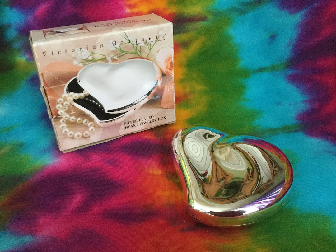 Valentines Silver Plated Godinger Heart Shaped Jewelry Box - Etsy