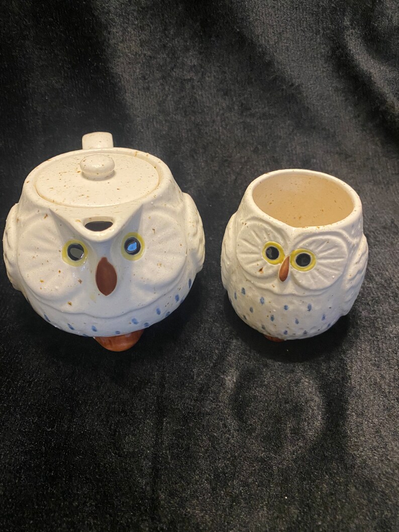 Vintage Japanese Pottery "mino Wear" Owl Teapot and Creamer Dish - Etsy