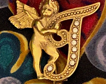 Initial T Brooch - Etsy