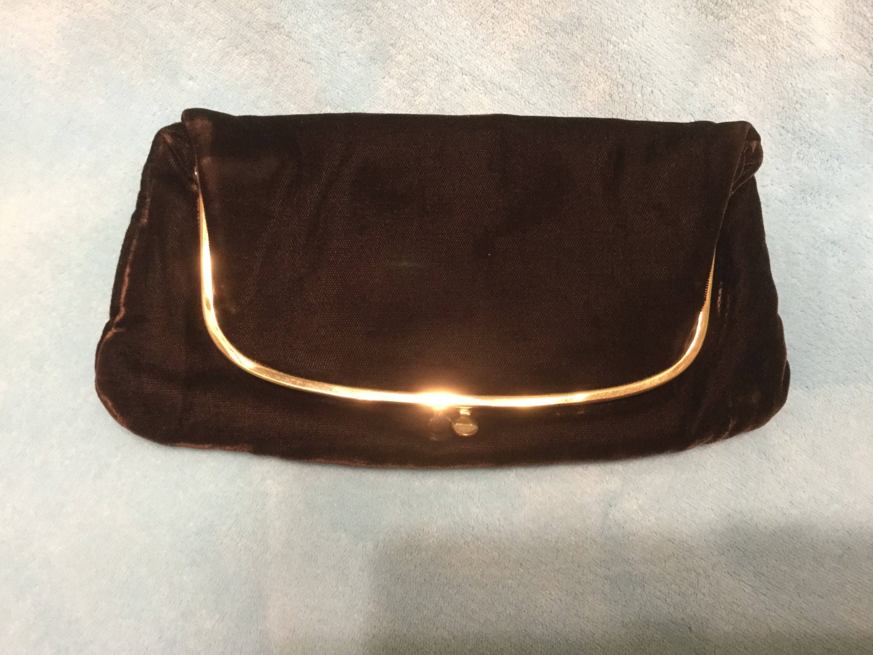 Vintage Ingber Chocolate Brown Velvet Clutch Evening Bag - Etsy